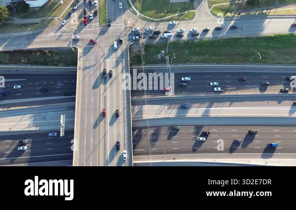 Three-level highway system in Lewisville with signalized intersection ...