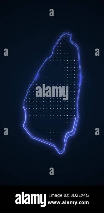 Vertical Neon Blue Saint Lucia Map Borders Outline Loop Background ...