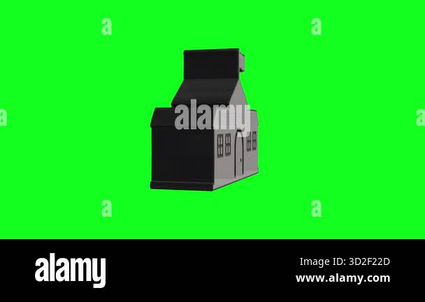 School building icon rotating smoothly against green screen background ...