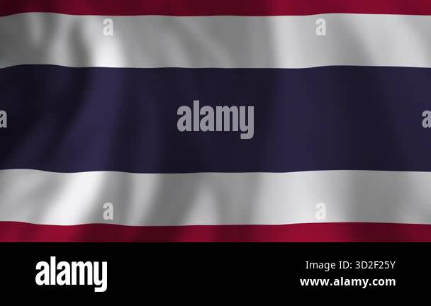 Thai national flag billowing gracefully, displaying vibrant red, white ...