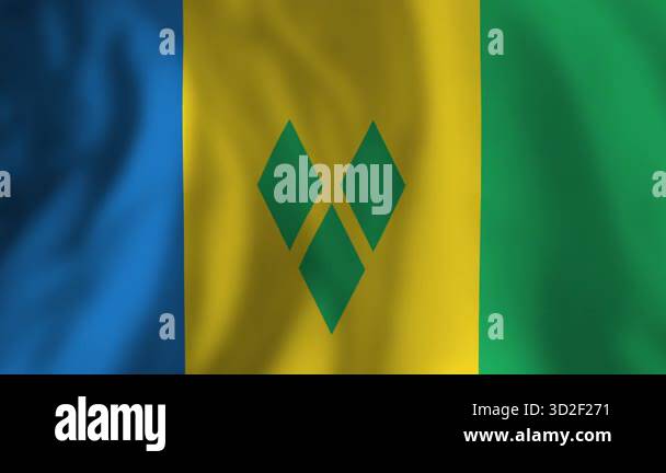 The flag of saint vincent and the grenadines gracefully waving in the ...