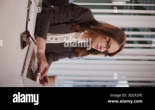 Vertical Video. Businesswoman Signs of Burnout Chronic Fatigue and Loss ...