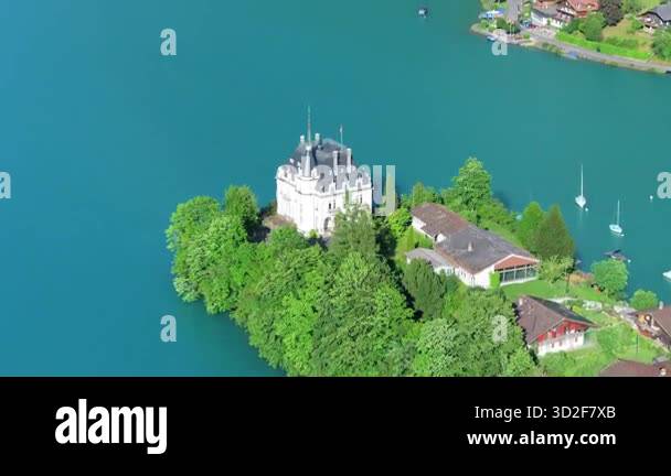 The beautiful Interlaken valley and Thunersee lake, Beatiful river at ...