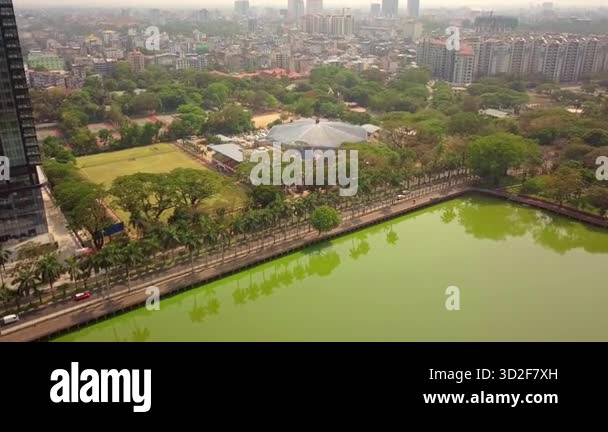 Futuristic aerial view panorama of developing Yangon city , Aerial view ...