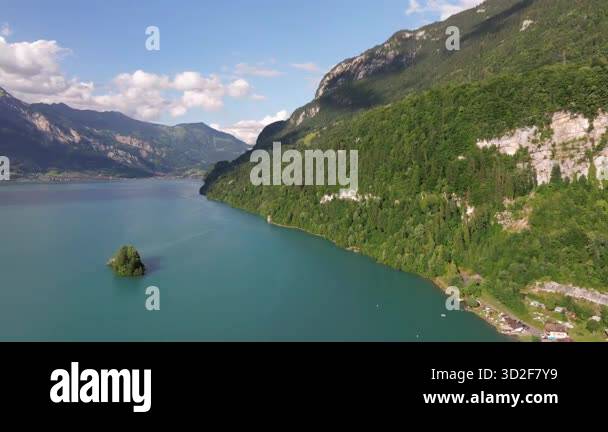 The beautiful Interlaken valley and Thunersee lake, Beatiful river at ...