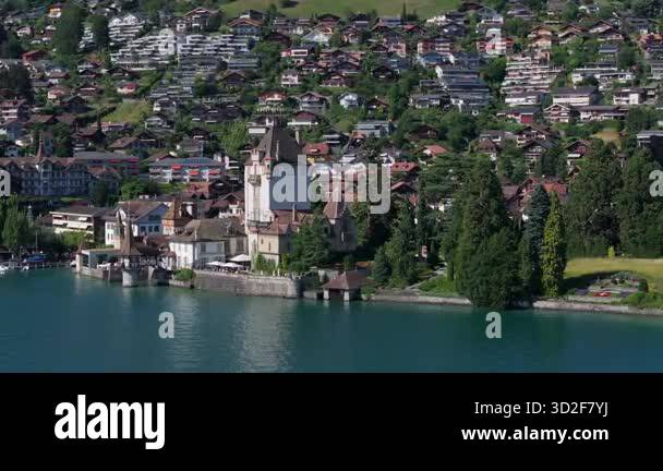 The beautiful Interlaken valley and Thunersee lake, Beatiful river at ...