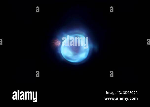 Blue flame from a gas burner. Filmed on a high-speed camera at 1000 fps ...
