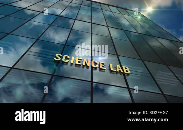 Science lab glass building looping time lapse concept. Research ...