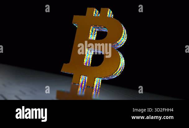 Bitcoin BTC blockchain cryptocurrency 3d symbol spectacular. Abstract ...