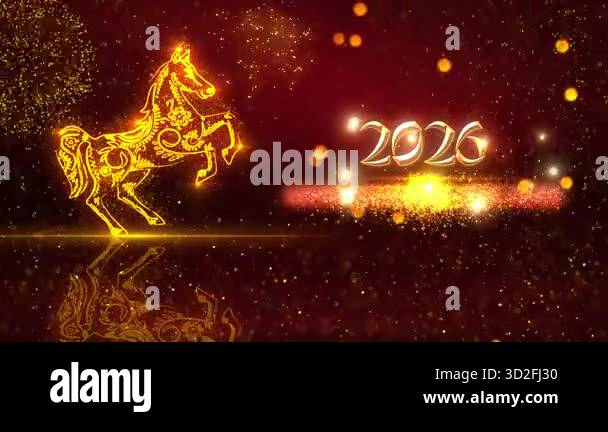 4K Resolution, 3840x2160 Pixels, Chinese New Year 2026 Wishes Background, 2026 Year of Horse ...