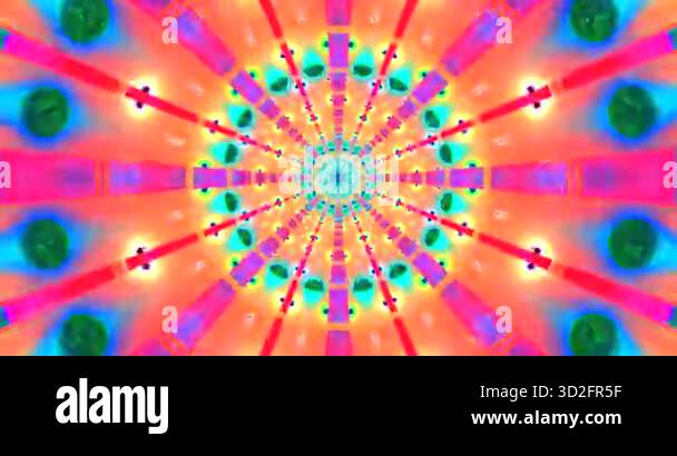This vibrant tunnel animation features vivid patterns and colors ...