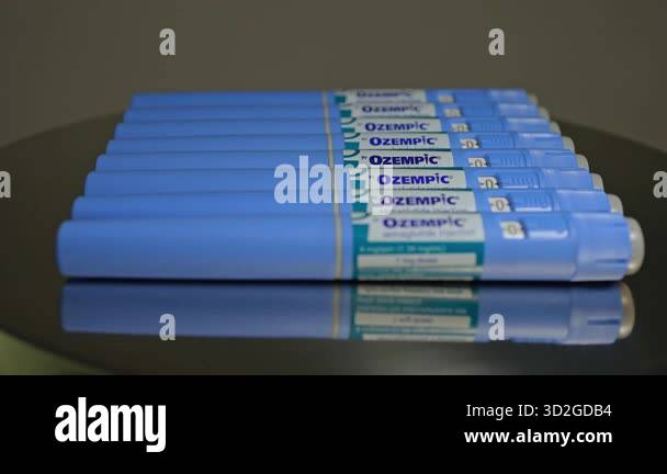 Ozempic Injection pen macro close up display. Ozempic drug medication ...