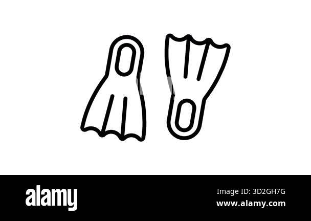 A premium outline aminated icon of diving flippers pair Stock Video ...