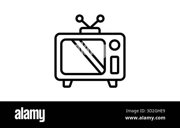 Easy to edit outline aminated icon of TV entertainment Stock Video ...