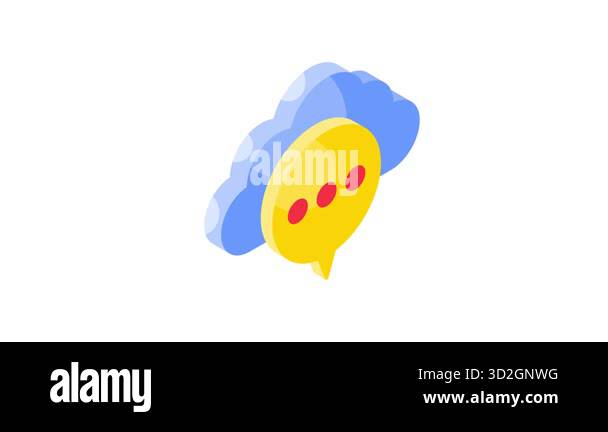 Cloud with chat bubble isometric animated icon of cloud message, cloud ...