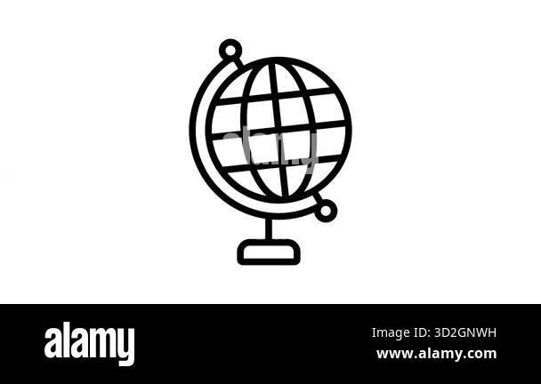 Easy to edit outline aminated icon of world globe travel Stock Video ...
