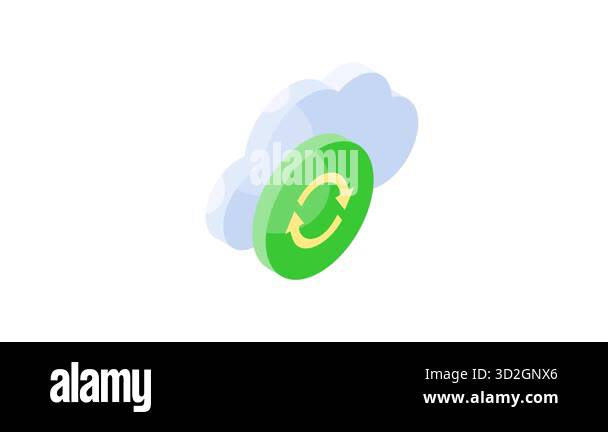 Cloud sync, arrows with cloud, isometric animated icon of cloud update ...