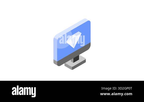 Diamond inside computer monitor showing concept isometric animated icon ...