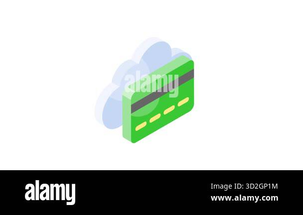 Atm card with cloud concept isometric animated icon of cloud payment ...
