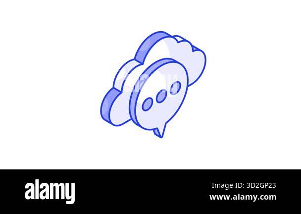 Cloud with chat bubble isometric animated icon of cloud message, cloud ...
