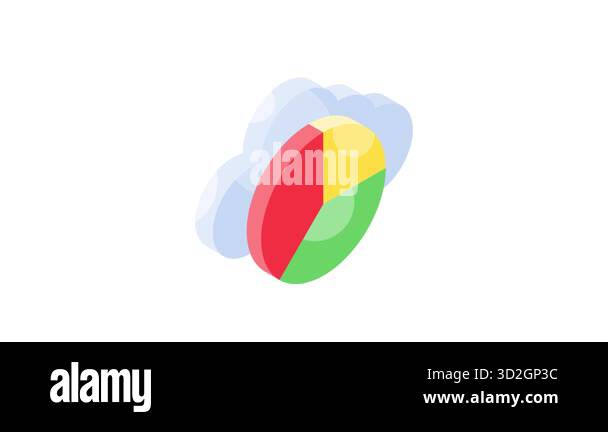 Pie chart with cloud showing concept isometric animated icon of cloud ...