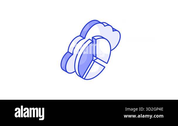 Pie graph with cloud, beautiful isometric animated icon of cloud analytics, premium vector Stock ...