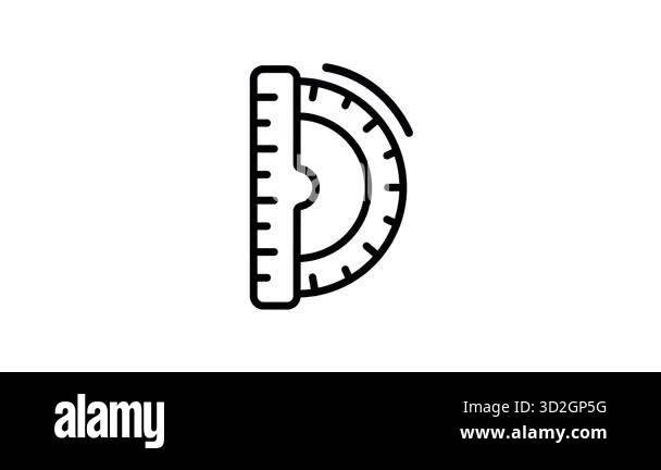 Easy to edit outline animated icon of angular protractor tool Stock Video Footage - Alamy