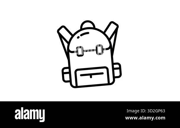 A modern outline animated icon of packed school bag Stock Video Footage ...