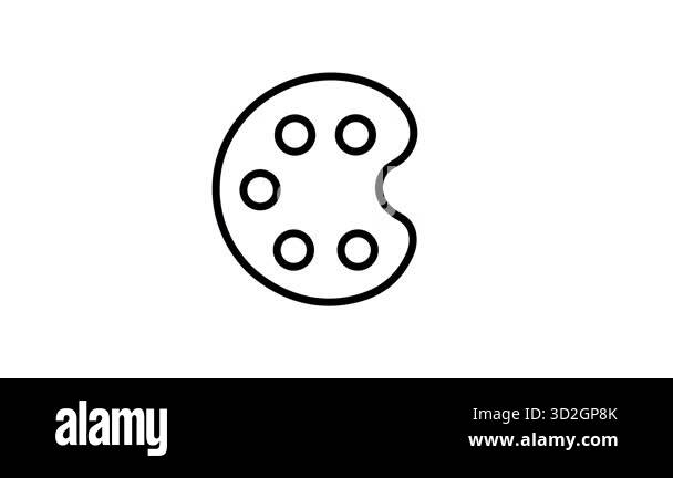 A modern outline animated icon of color art palette and brush Stock ...