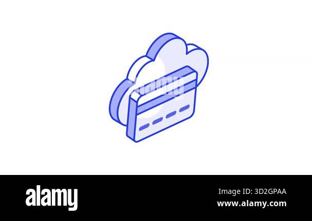 Atm card with cloud concept isometric animated icon of cloud payment ...