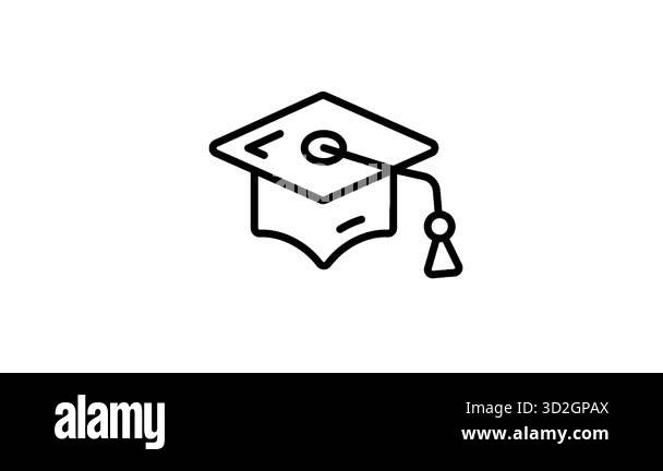 Easy to edit outline animated icon of graduation mortarboard cap Stock ...