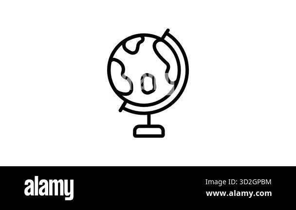 Easy to edit outline animated icon of rotating table globe Stock Video ...