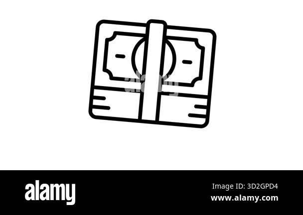 A outline style animated icon showing layered money stack Stock Video ...