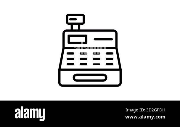 outline style animated icon showing a cash register machine Stock Video ...