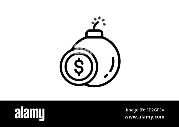 A outline style animated icon of dangerous money threat Stock Video ...