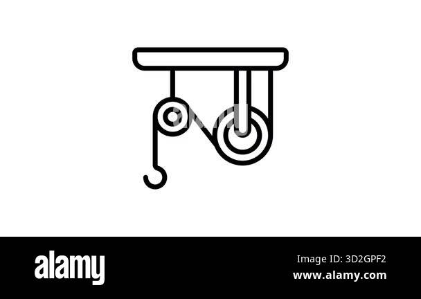 An editable line style animated icon depicting pulley system Stock ...