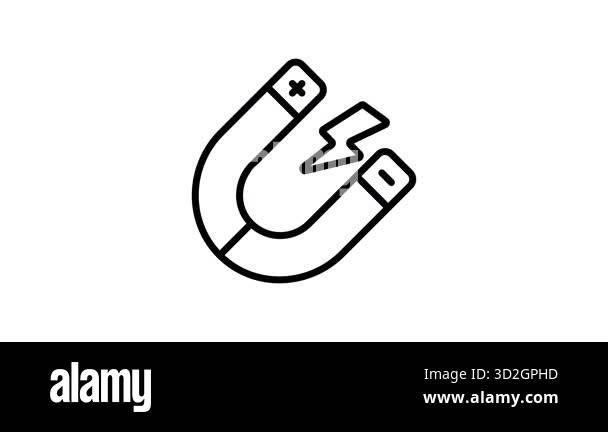Get this outline animated icon showing magnet attraction force Stock ...