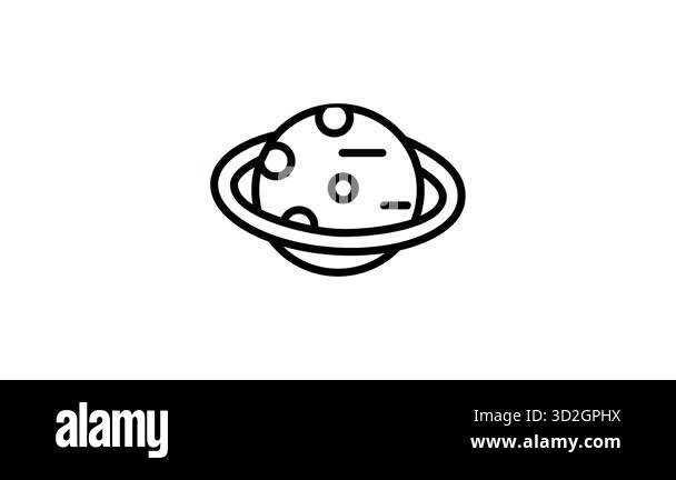 Here is an outline style animated icon showing planet orbit Stock Video ...
