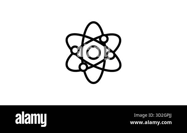 Creatively designed line style animated icon showing atom structure ...