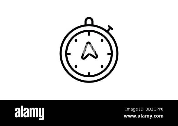 Trendy line style animated icon of compass tool Stock Video Footage - Alamy
