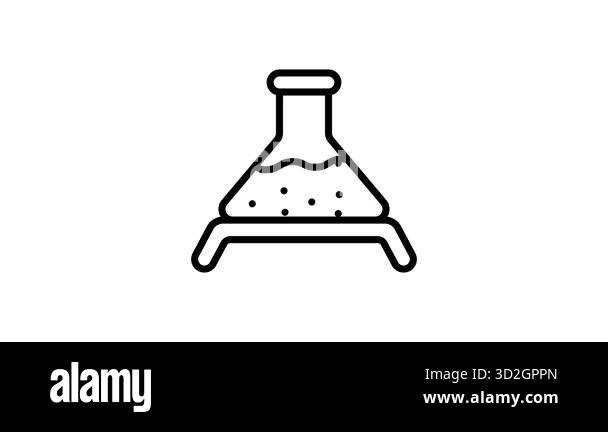 Easy to use outline style animated icon of lab beaker Stock Video ...