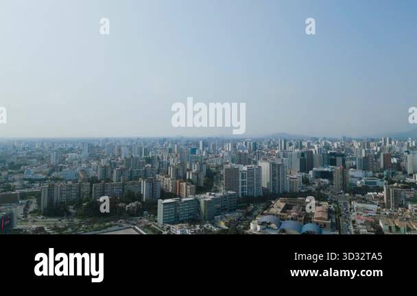 Expansive aerial drone footage of Jesus Maria district on an autumn ...