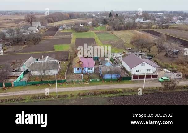 Aerial View of Ukrainian Countryside and Farmlands. Agriculture in ...