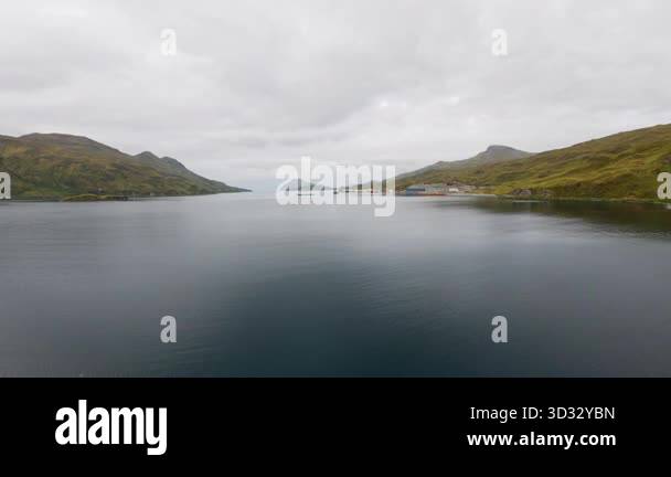 Scenic Aerial Landscape of Alaska. An aerial view of a quiet bay ...