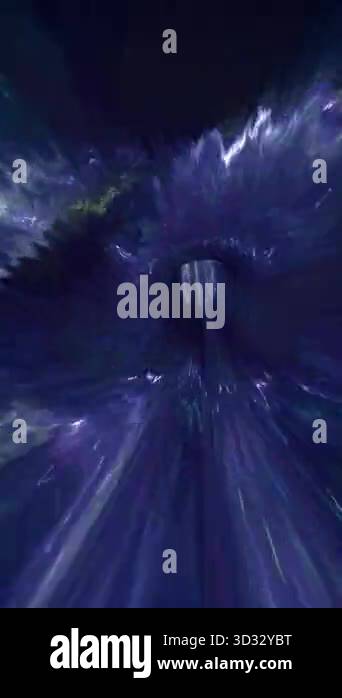 Glowing warp tunnel animation, sci-fi wormhole flight, starfield motion ...