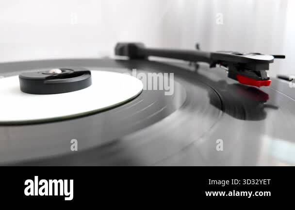 Vinyl turntable with vinyl plate. Gramophone record player. Retro sound ...