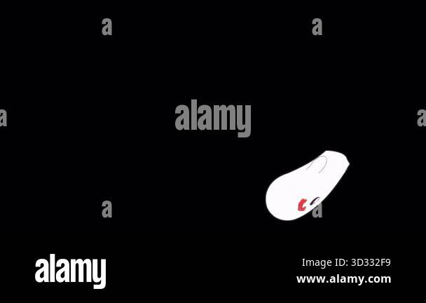 Adorable cartoon ghost with red bow and pumpkin basket floats into ...