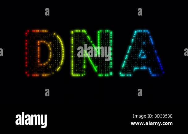 Set of 2 seamless loopable glowing DNA typography animations with ...