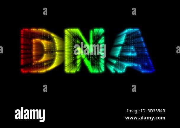 Abstract colorful 3D DNA text typography animation with moving base ...