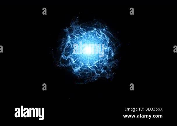 Abstract animated blue magic energy ball with flares and glow effect ...